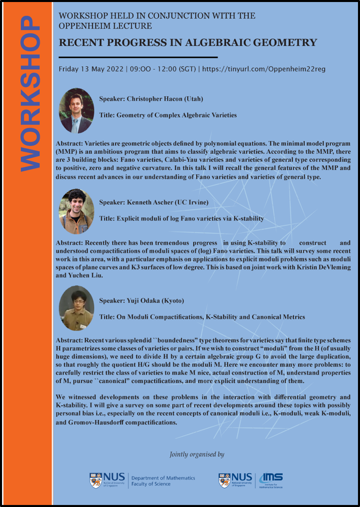 Workshop on Recent Progress in Algebraic Geometry – Institute for ...