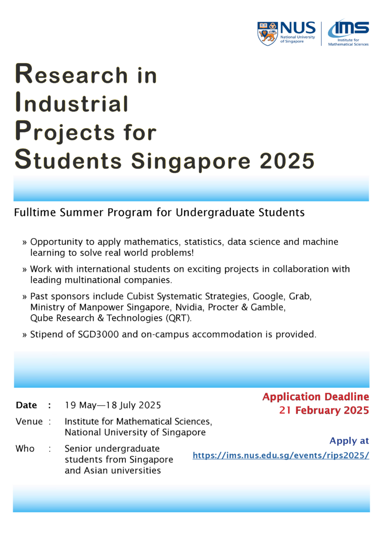 Research in Industrial Projects for Students (RIPS) 2025 – Singapore ...