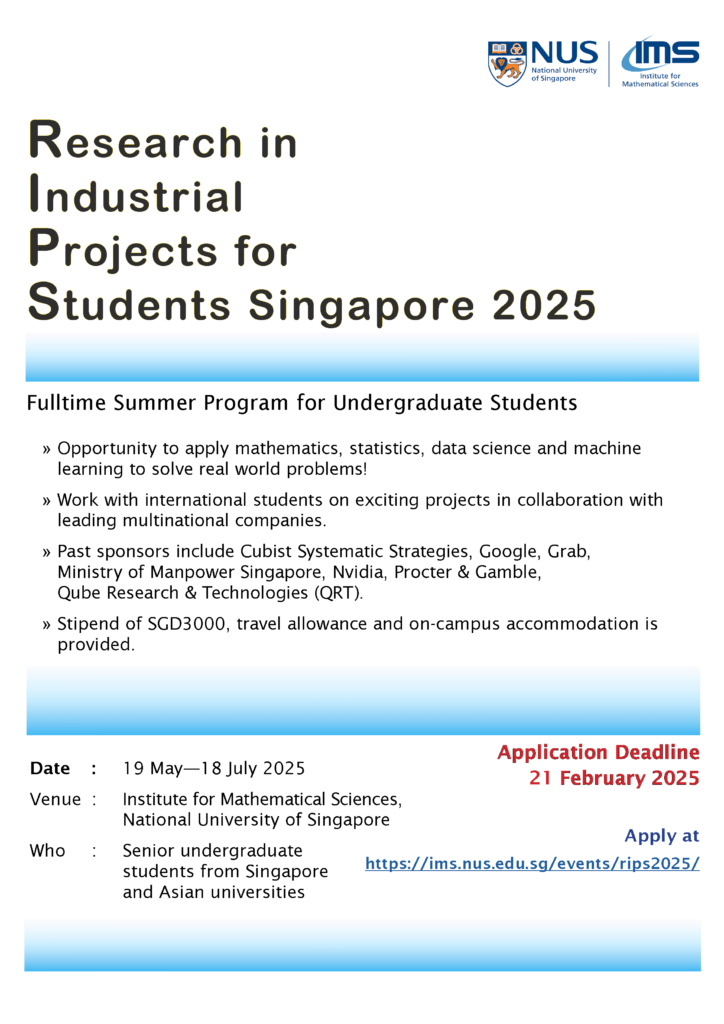 Research in Industrial Projects for Students (RIPS) 2025 – Singapore ...